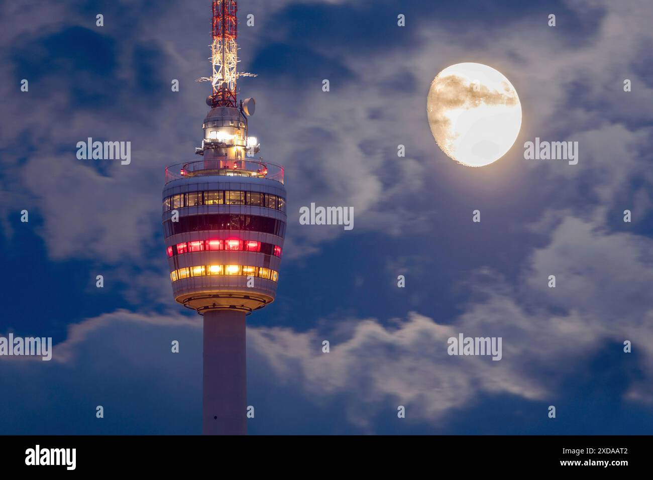 PHOTOMONTAGE, Stuttgart TV tower lights up in the national colours ...
