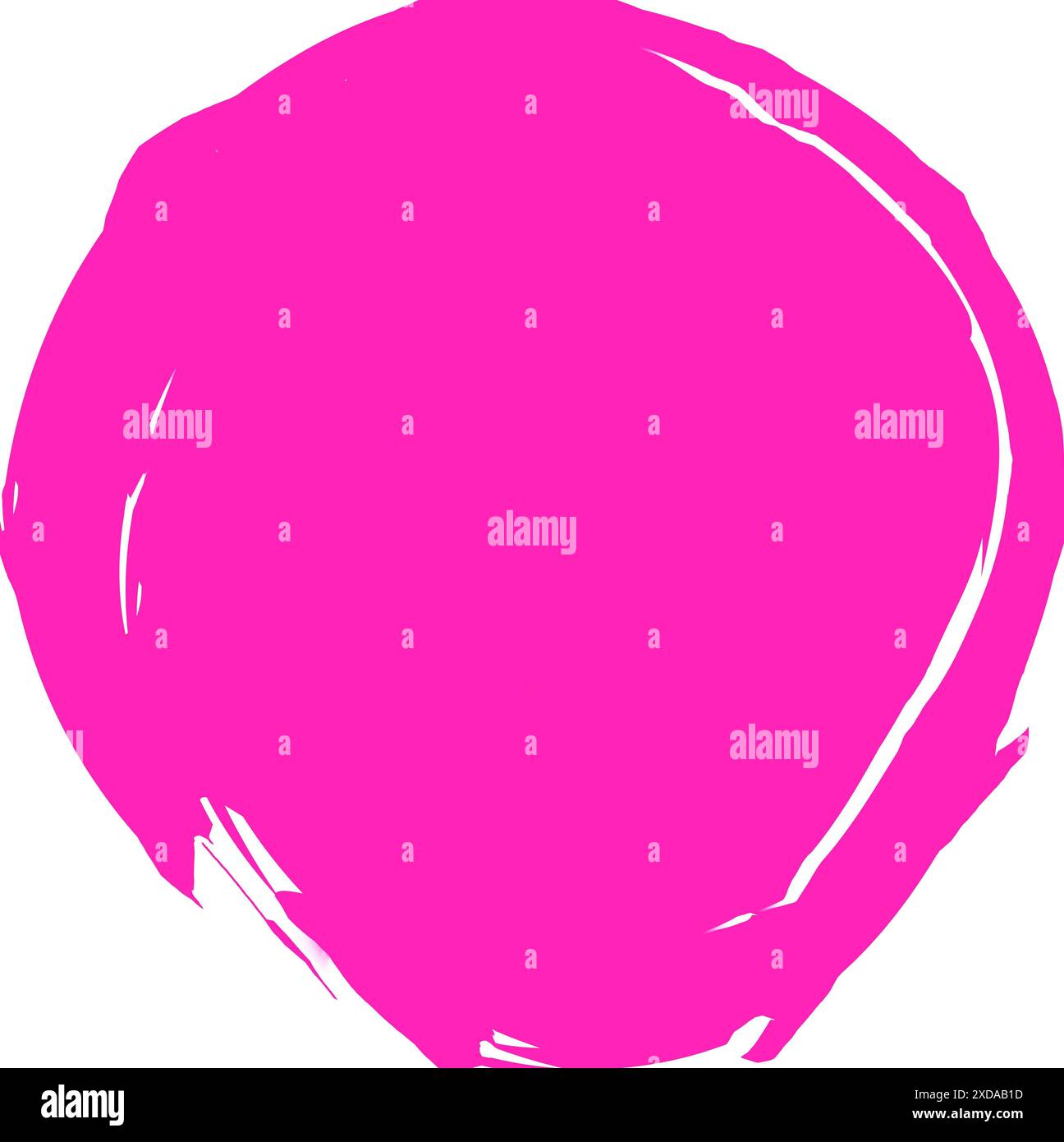 A bright neon pink circle with an abstract artistic touch on a white ...