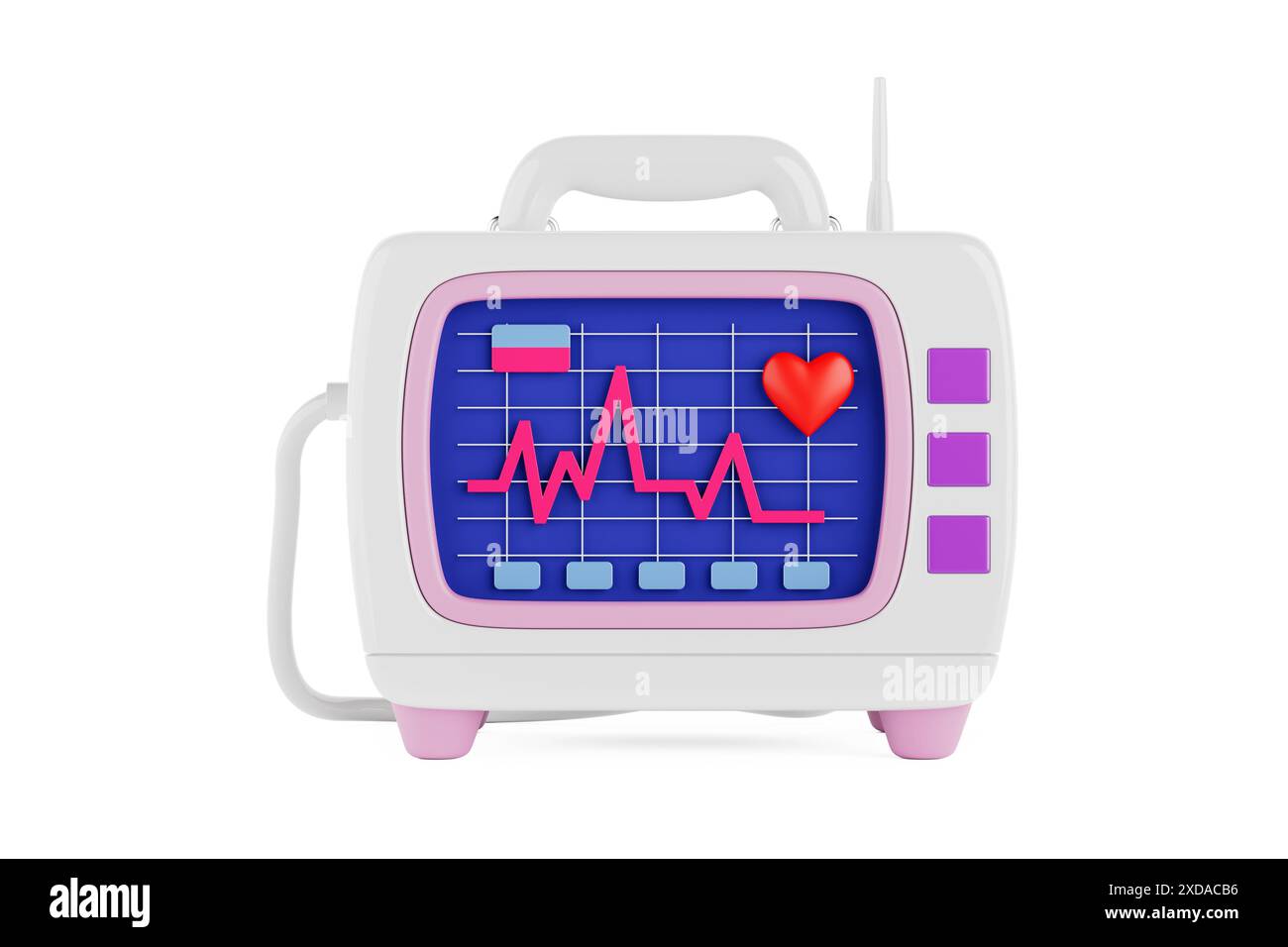 Cartoon Icon Ecg Machine Display with Heartbeat on a white background ...