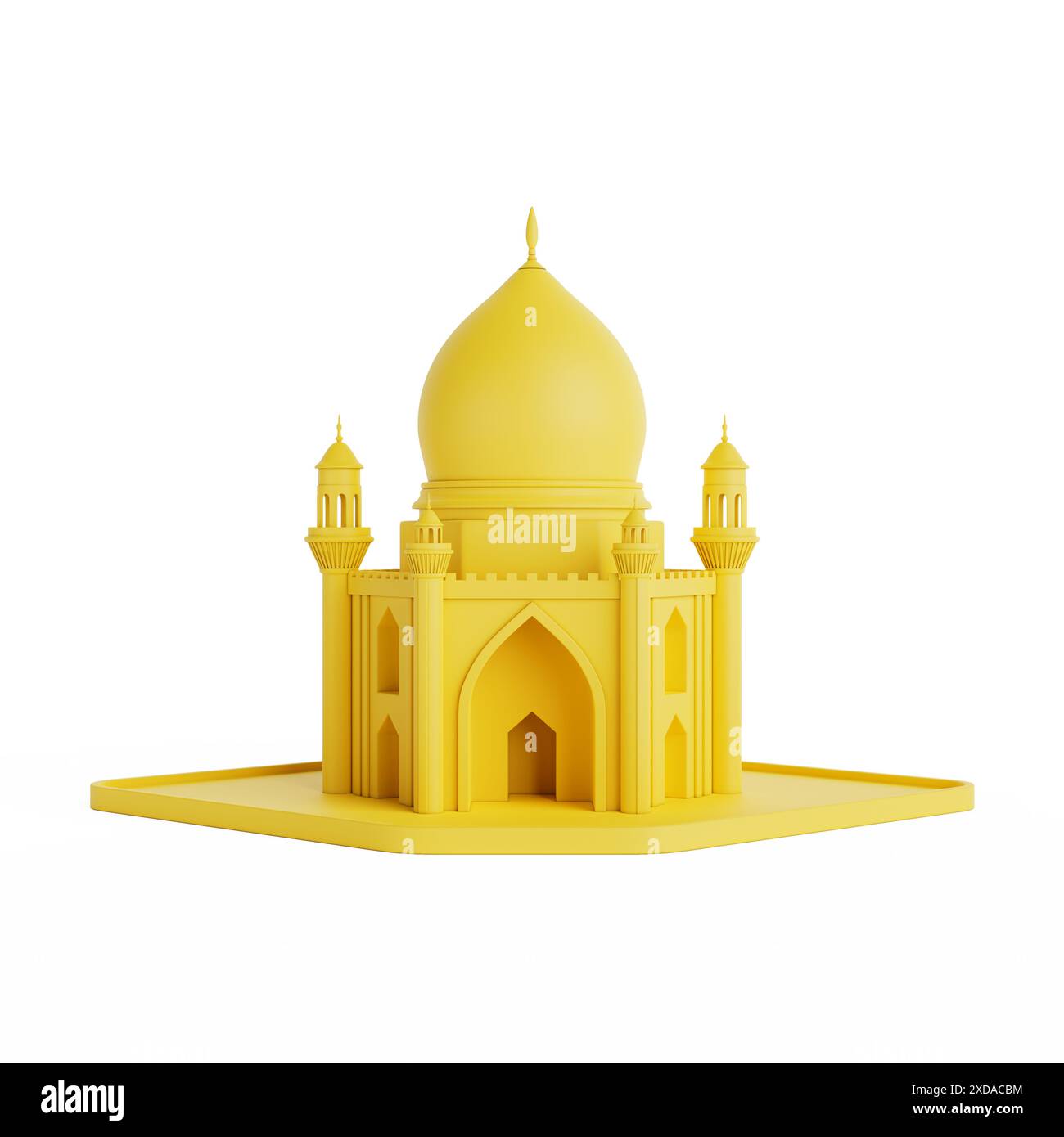 Minimal Design of Yellow Islamic Mosque and Minaret Building Model Icon ...