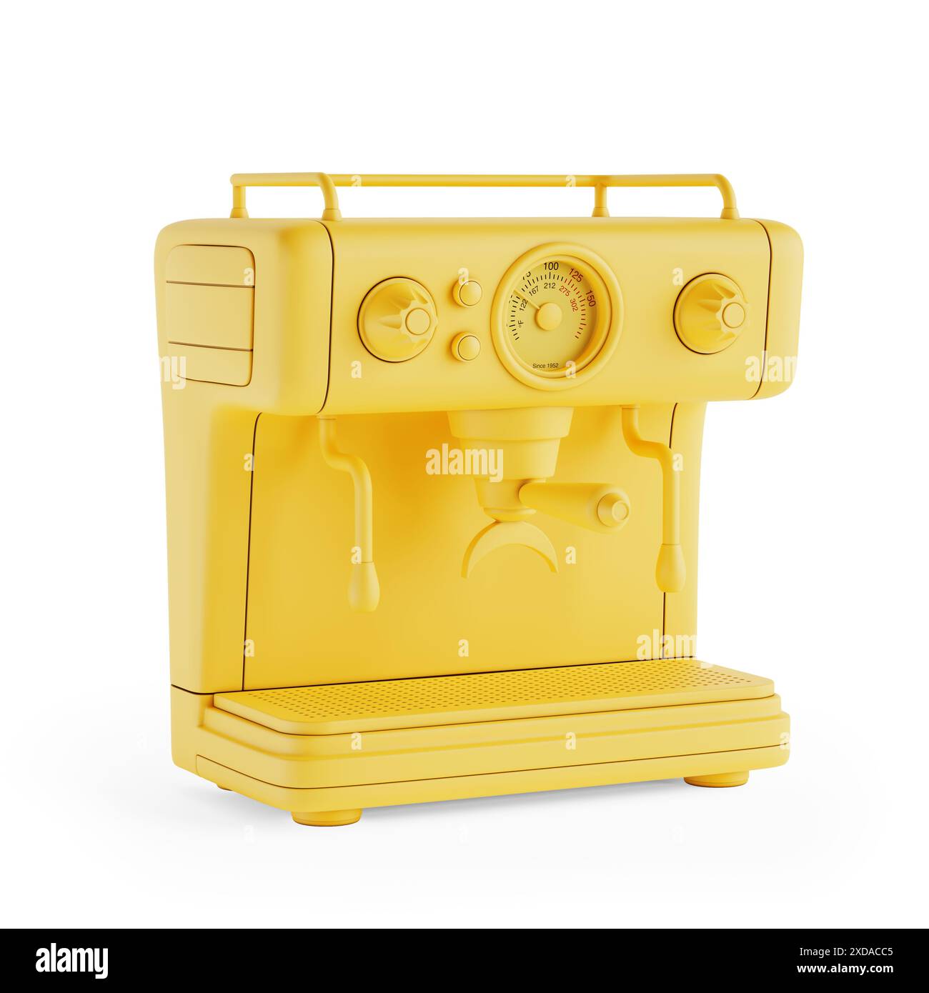 Yellow Cartoon Coffee Machine Appliance Icon in Clay Style on a white ...