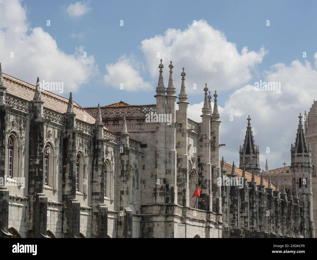 Gothic building with towers and a cloudy sky, Lisbon, portugal Stock ...