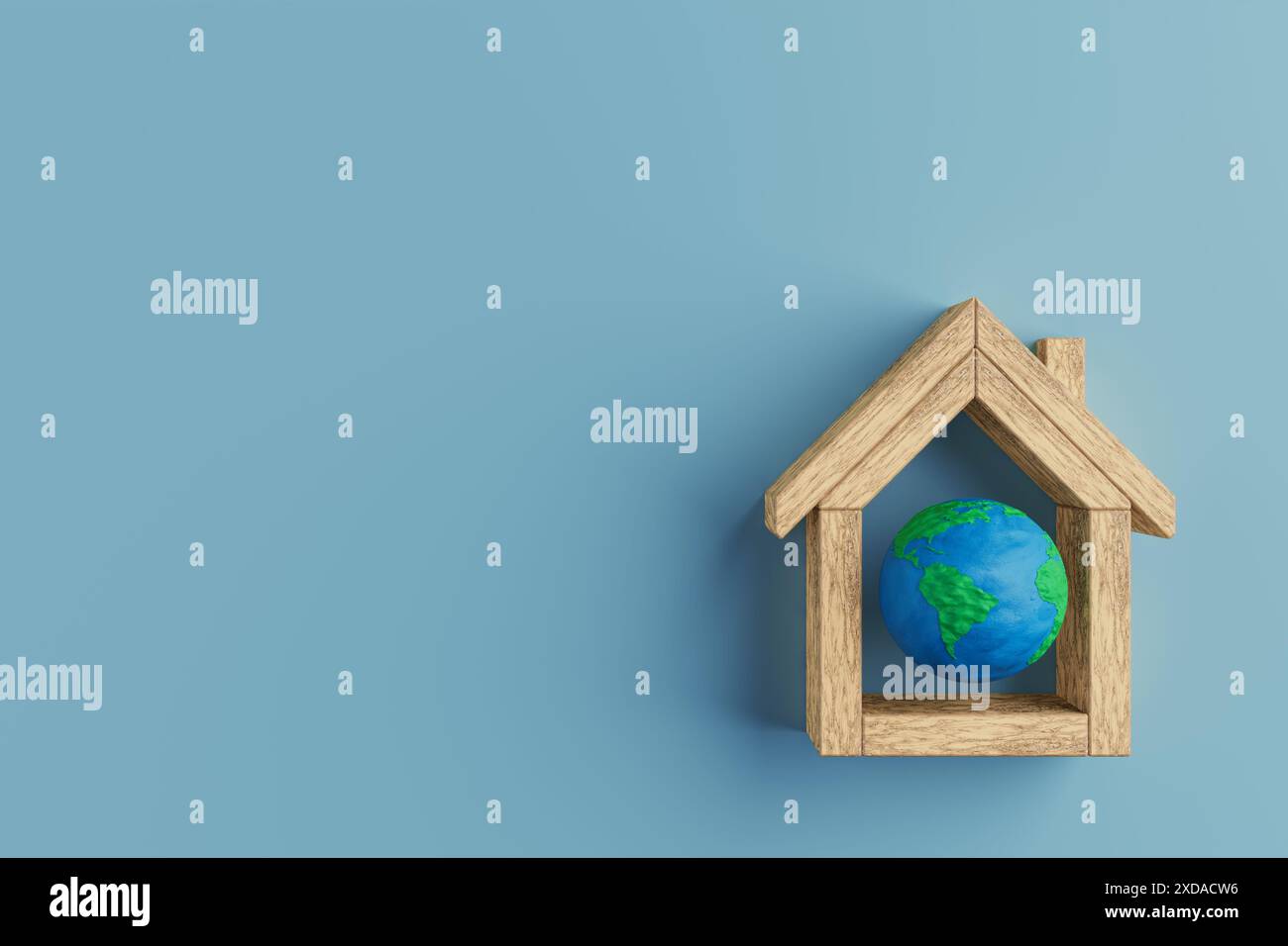 Earth is Our Home Concept. Abstract Miniature White Wooden House with ...