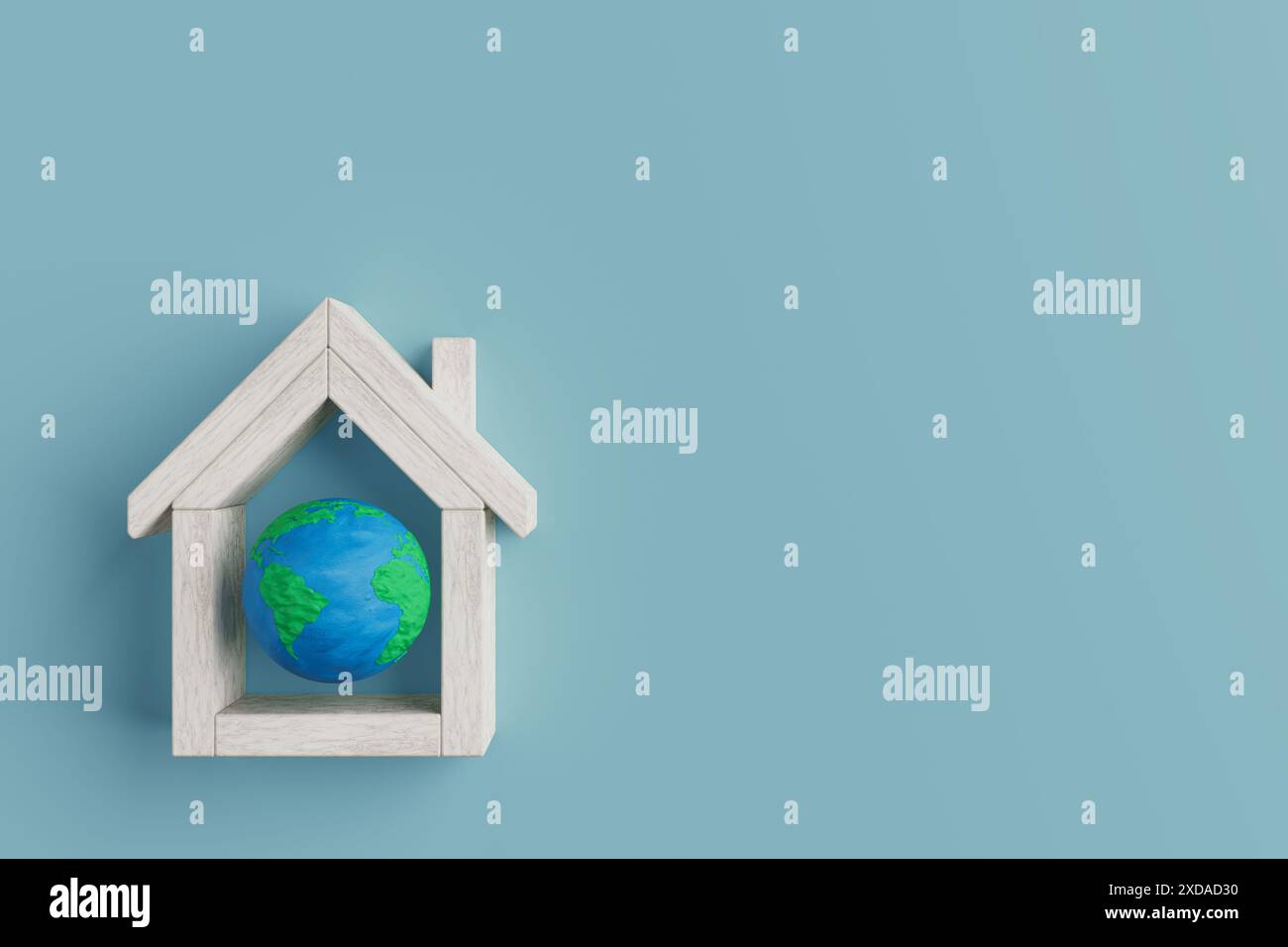 Earth is Our Home Concept. Abstract Miniature White Wooden House with ...