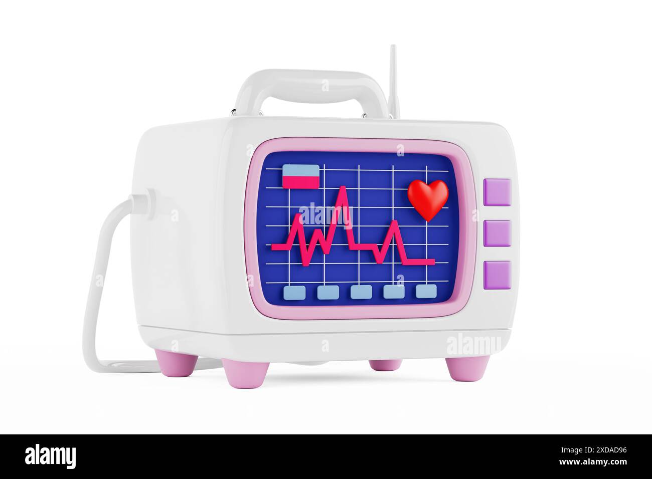 Cartoon Icon Ecg Machine Display with Heartbeat on a white background ...