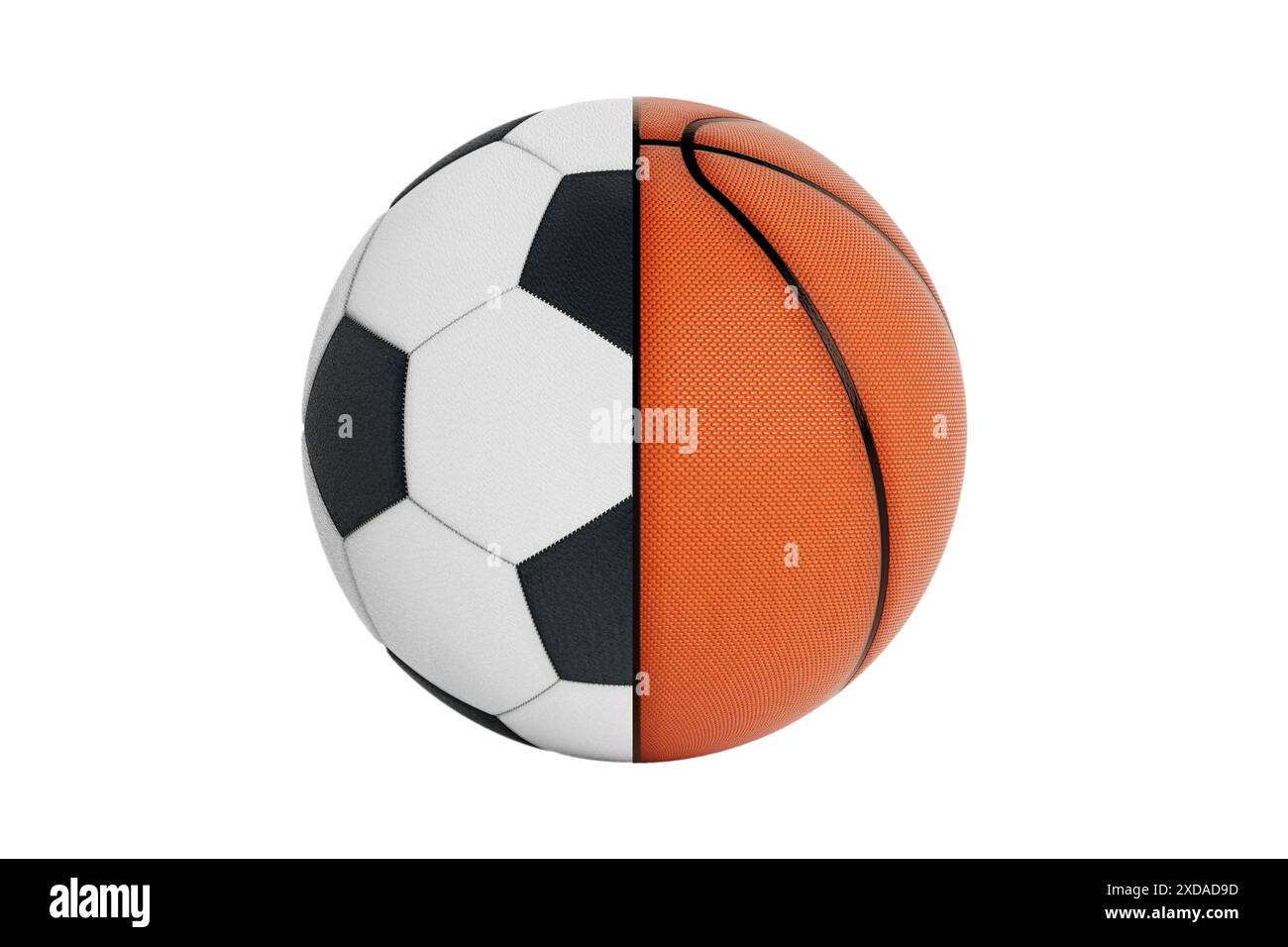 Half of Leather Soccer Ball with Half of Basketball Ball as One Ball ...