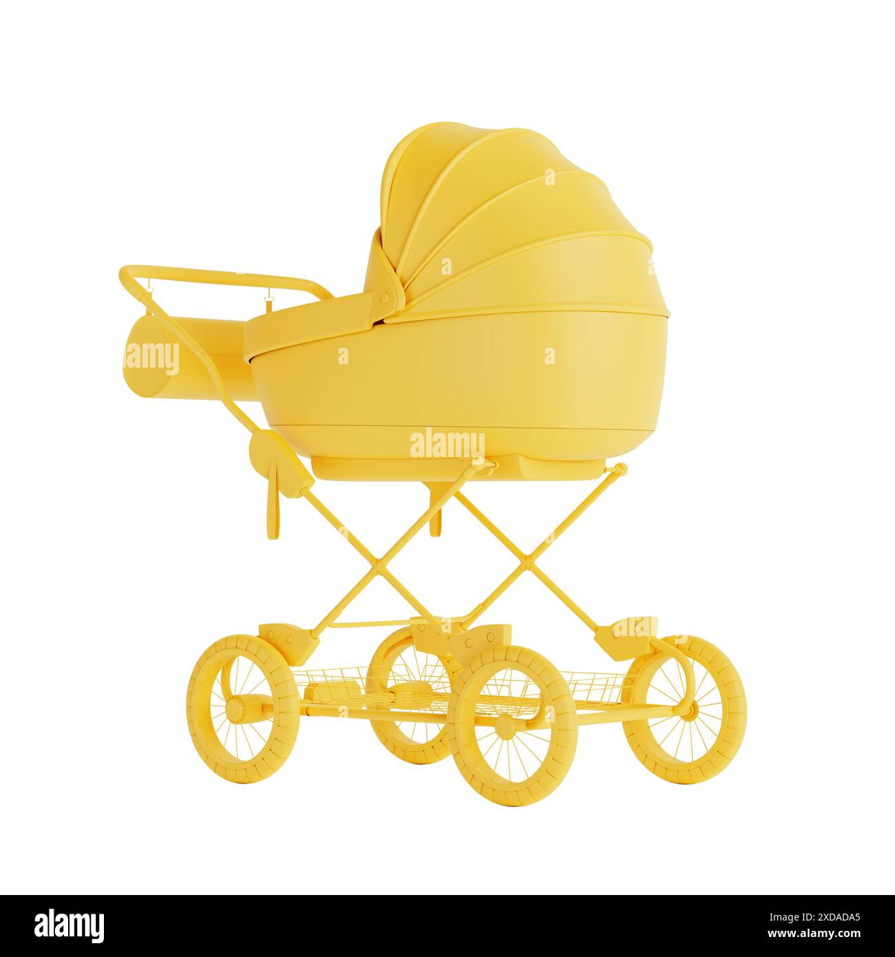 Yellow Modern Baby Carriage, Stroller, Pram Mock Up Icon in Clay Style ...