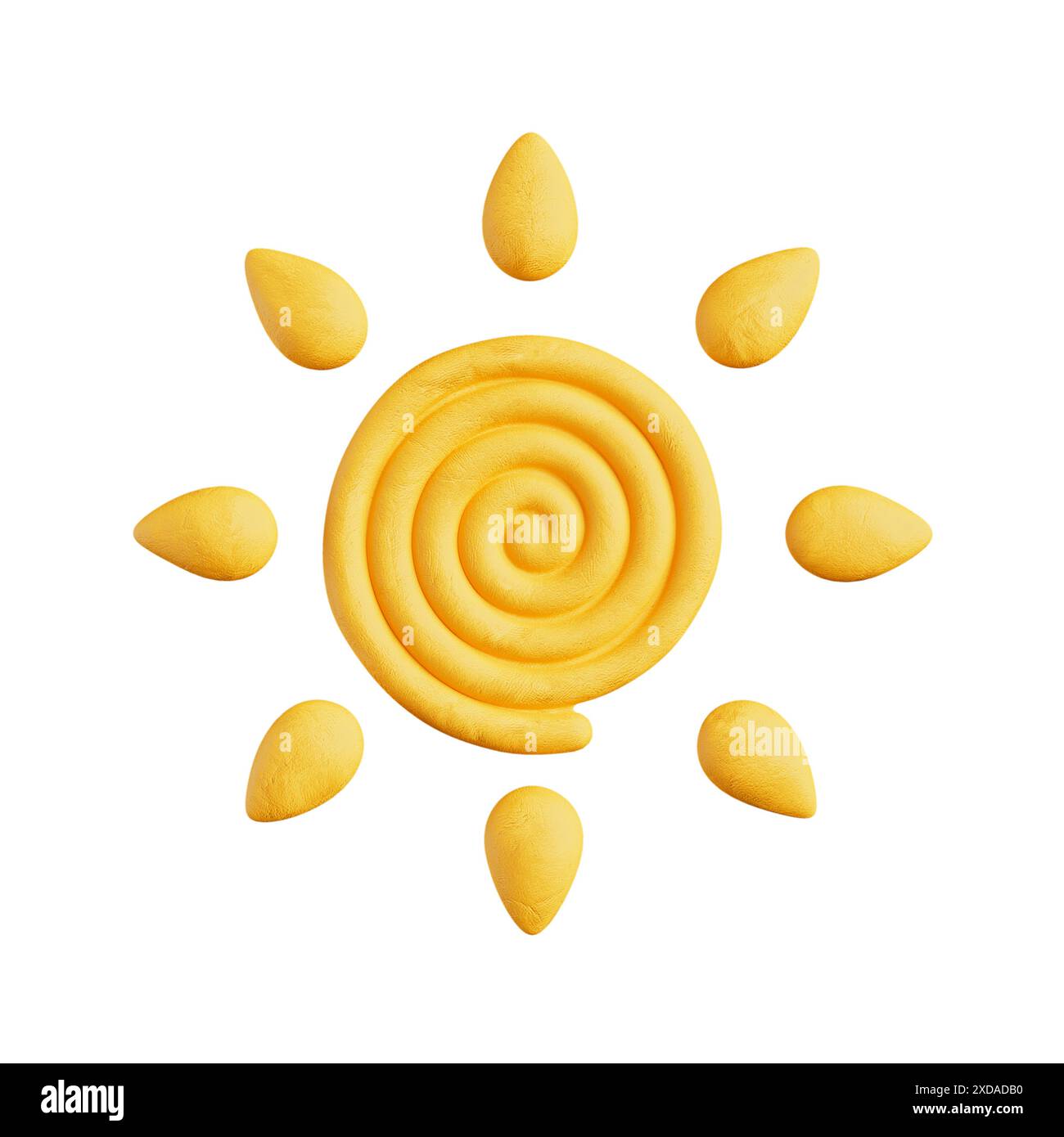 Cartoon Yellow Plasticine Modeling Clay Sun on a white background. 3d ...