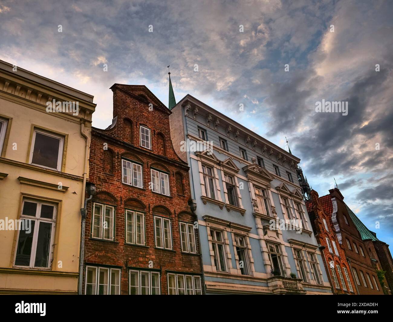 Classic architecture with old town buildings and window fronts under a ...