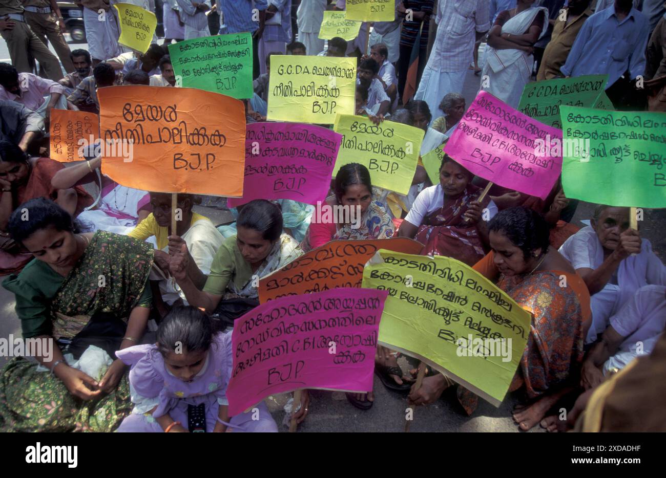Indian women protesting on a Demonstration on the streets in the city ...