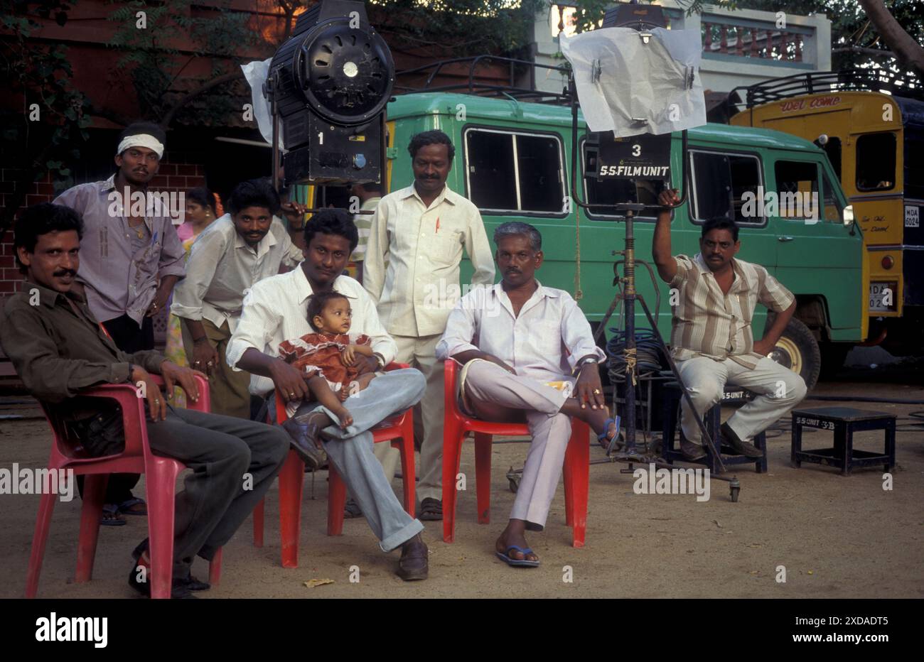 Indian actors and film crew at the Film Studios of Bollywood in the ...