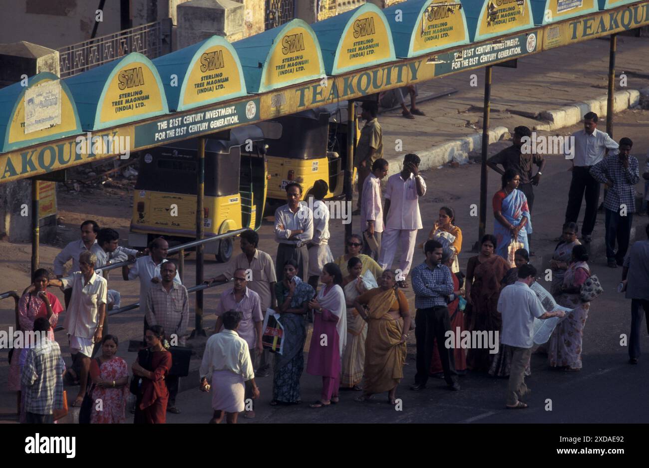 a public Bus Station on a mainroad in the city of Chennai in Province ...