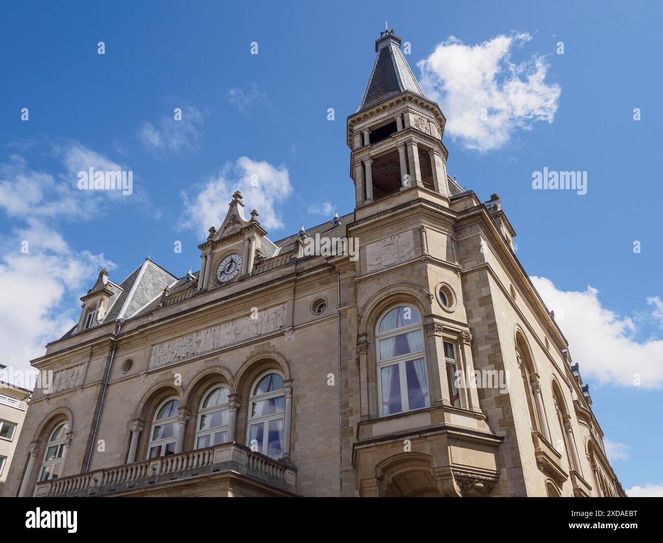 Magnificent historic building with ornate details and clock tower under ...