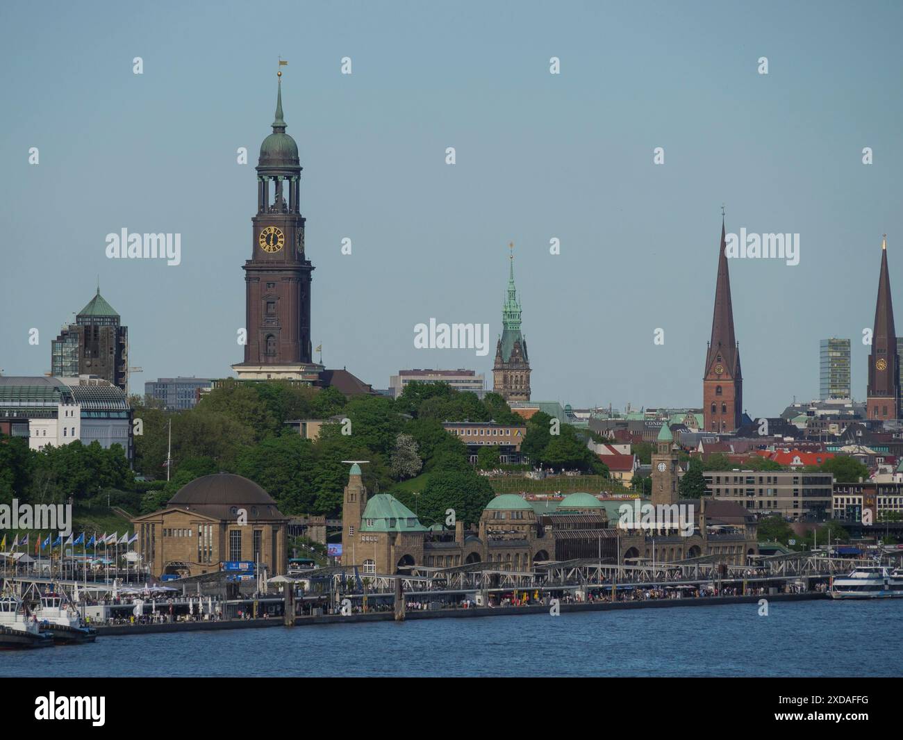 Historic and modern architecture of churches and harbour buildings ...