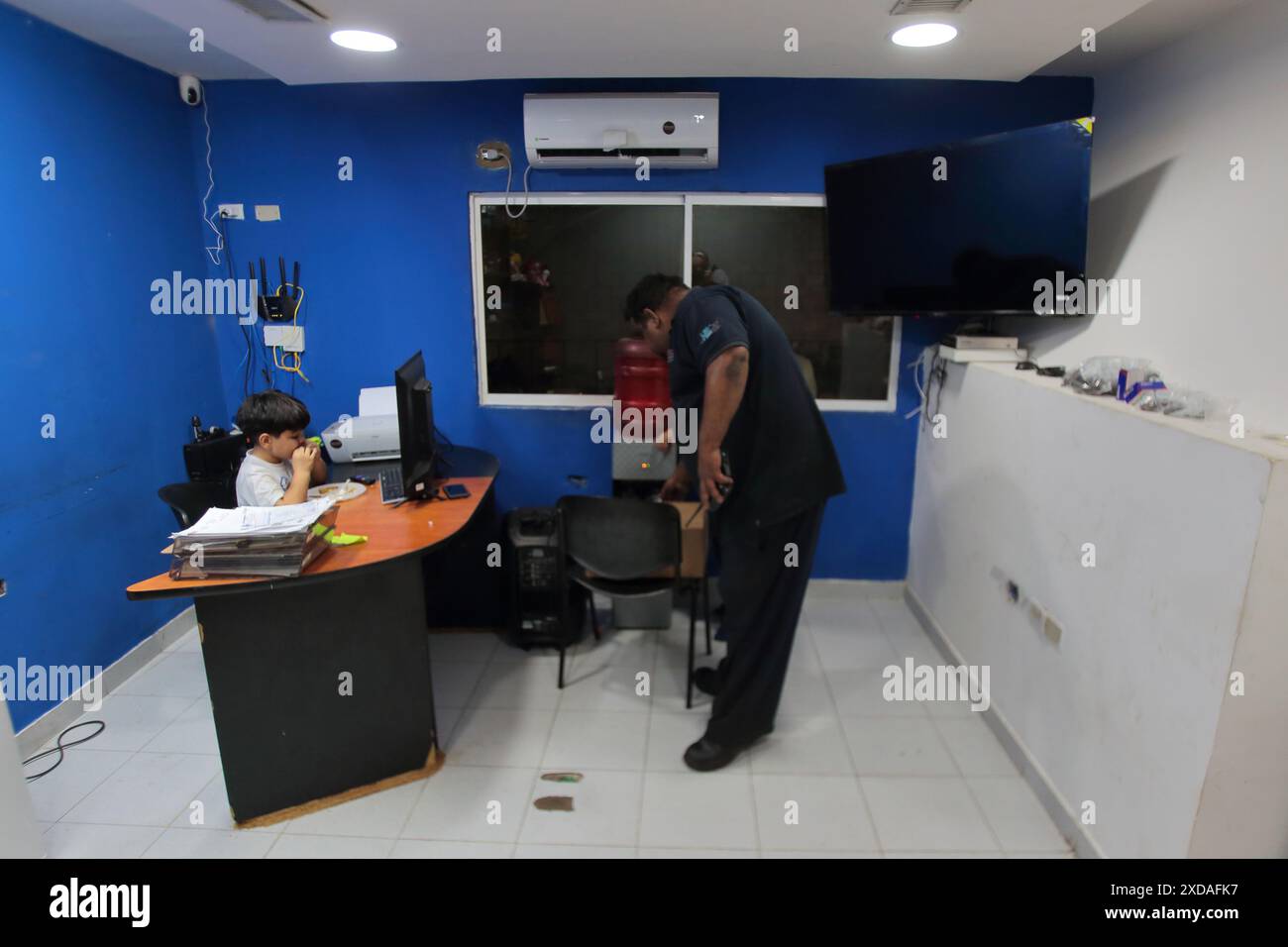 Maracaibo, Venezuela.5-14-2024. Alejandro Matias arrives at his father ...