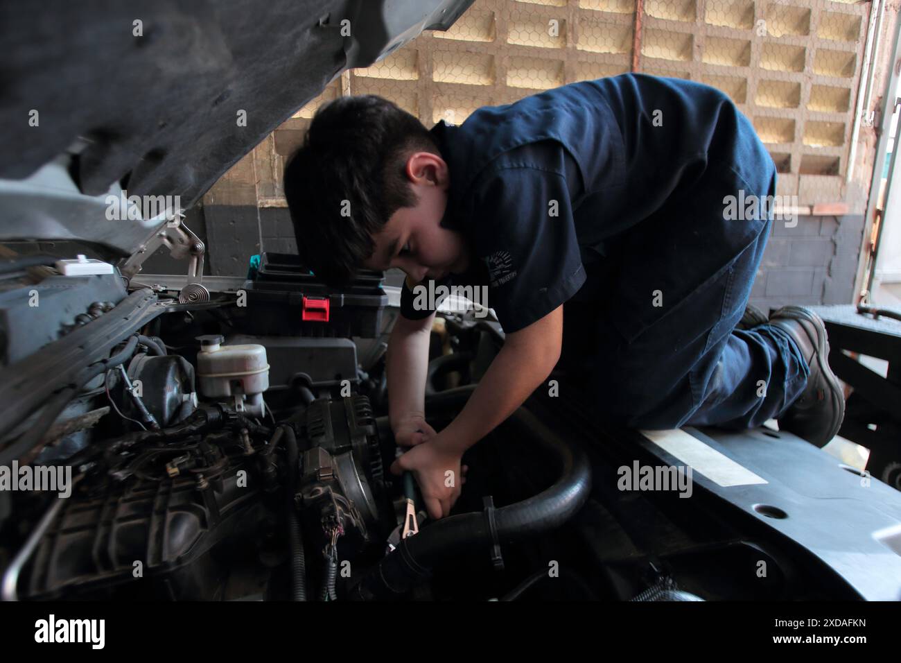 Maracaibo, Venezuela.5-14-2024. Alejandro Matias arrives at his father ...