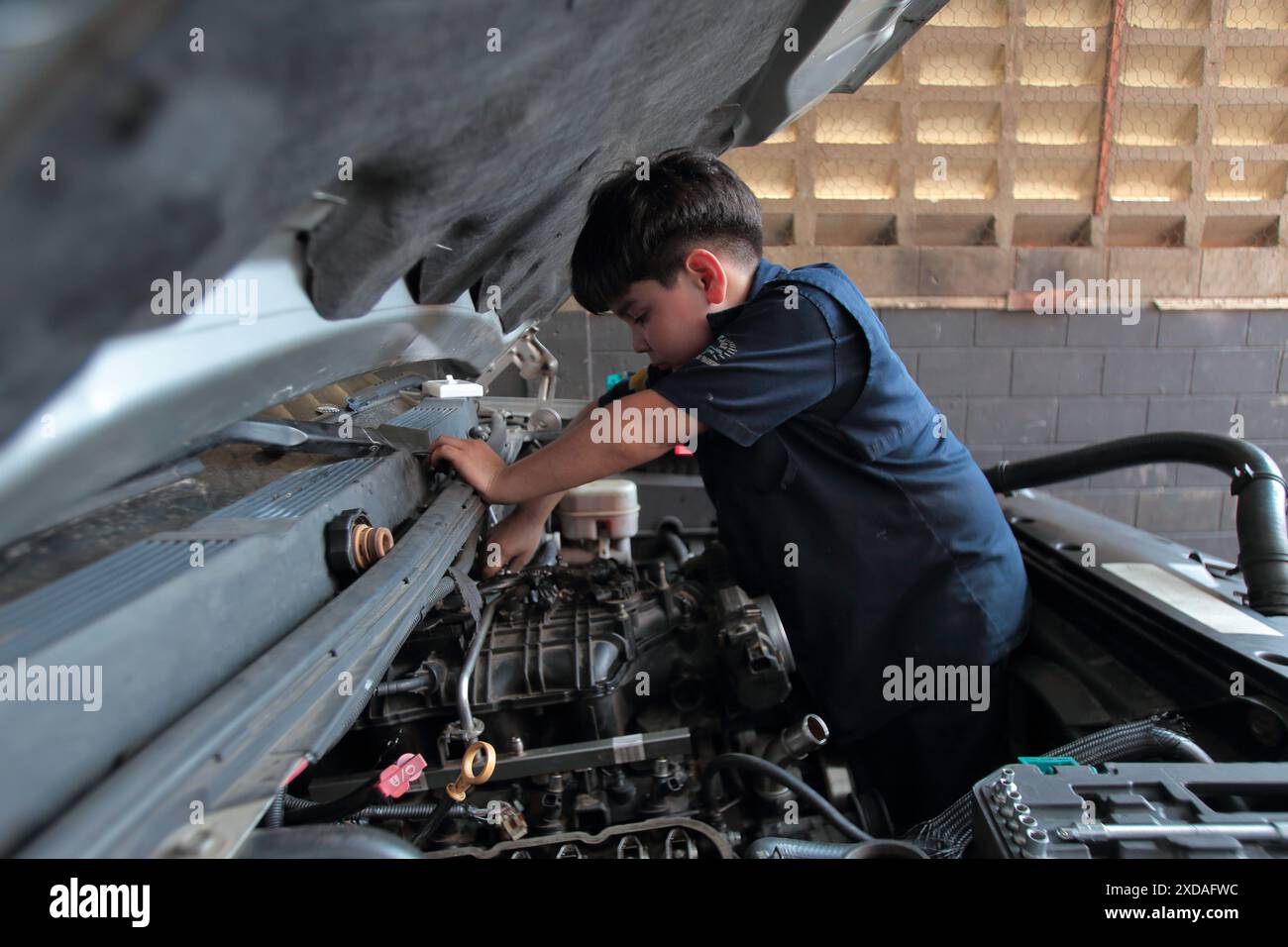 Maracaibo, Venezuela.5-14-2024. Alejandro Matias arrives at his father ...