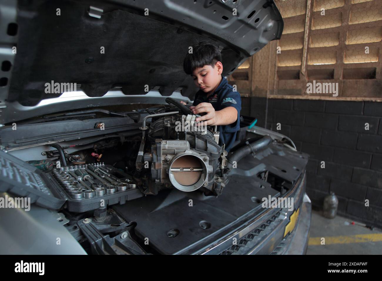 Maracaibo, Venezuela.5-14-2024. Alejandro Matias arrives at his father ...