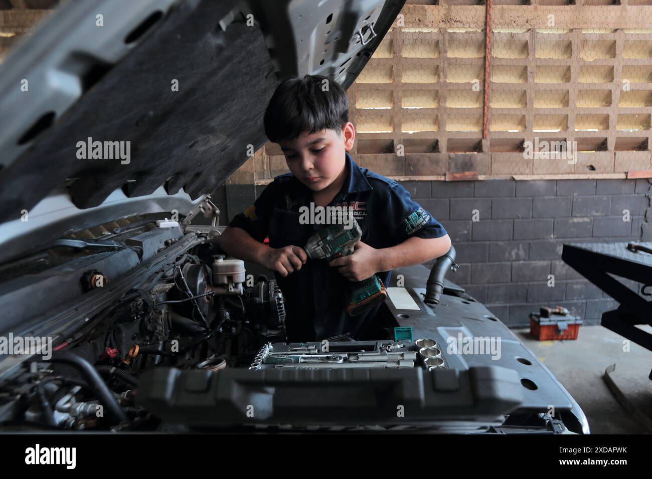 Maracaibo, Venezuela.5-14-2024. Alejandro Matias arrives at his father ...
