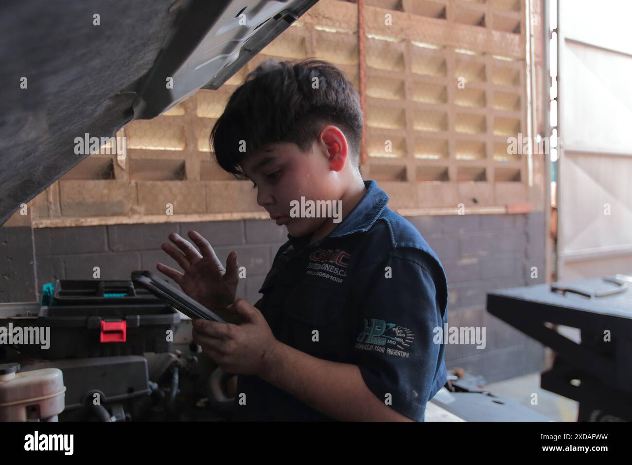 Maracaibo, Venezuela.5-14-2024. Alejandro Matias arrives at his father ...