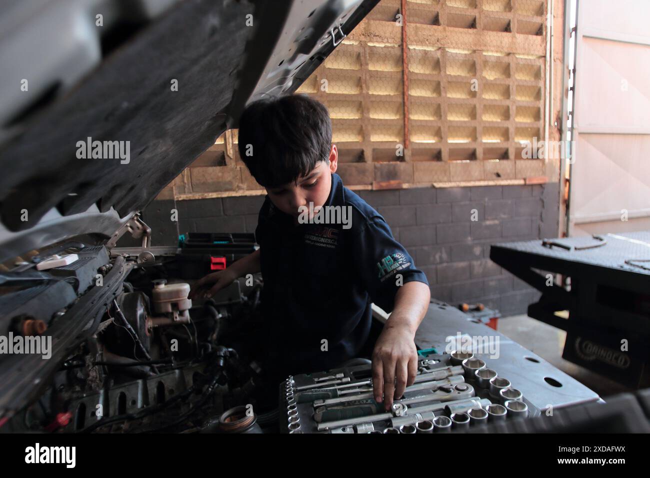 Maracaibo, Venezuela.5-14-2024. Alejandro Matias arrives at his father ...