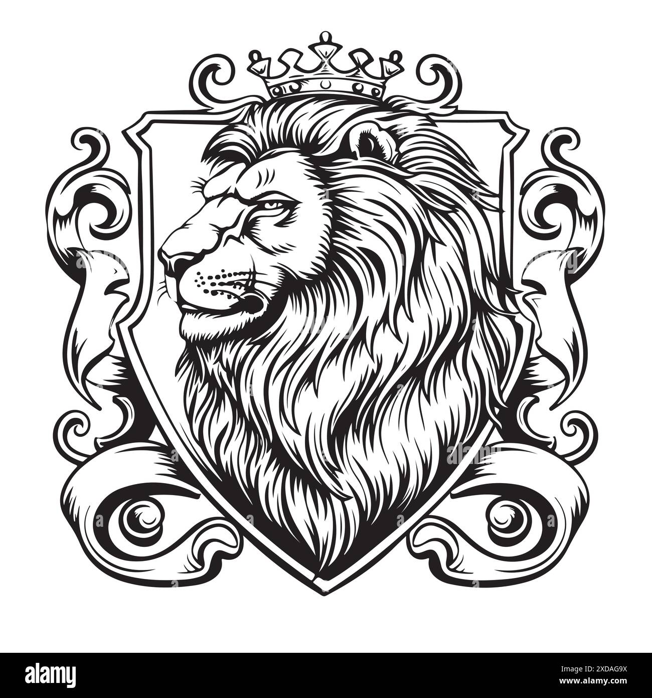 Lion on Shield sketch .Lion king vector illustration Stock Vector Image ...