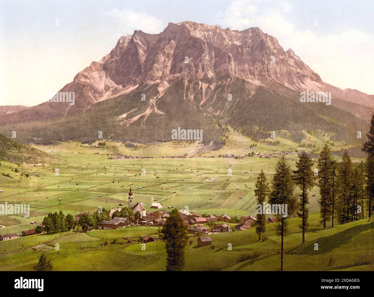 Lermoos, mit der Zugspitze, Tirol, Österreich, Historisch, digital ...