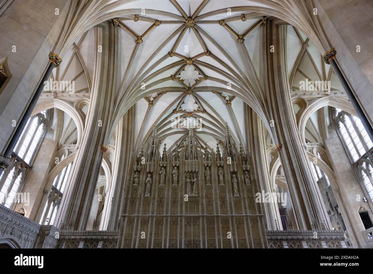 Interior view, ceiling, altar, Bristol Cathedral, Bristol, England ...