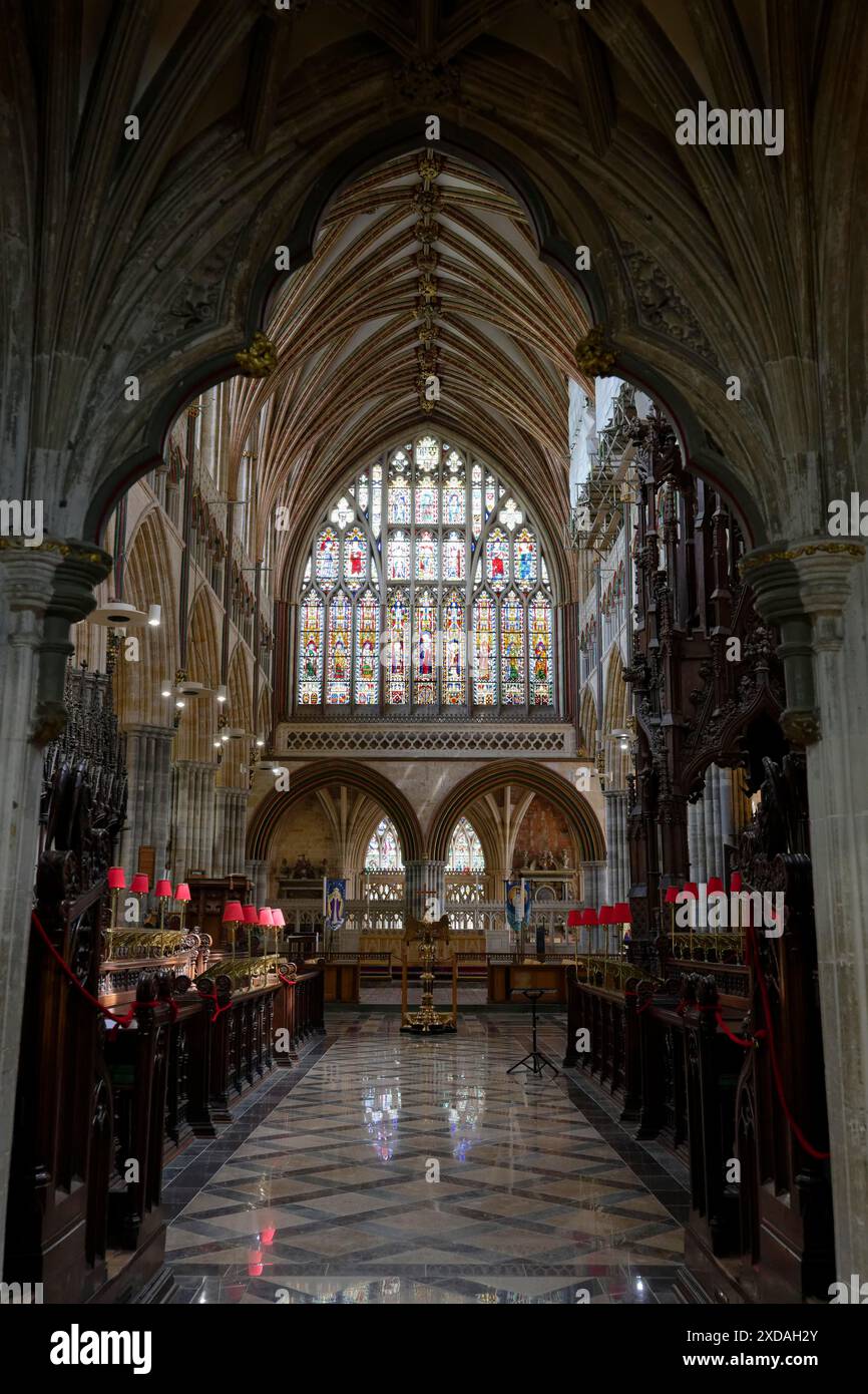 Interior view, Exeter Cathedral, Exeter, England, Great Britain Stock ...