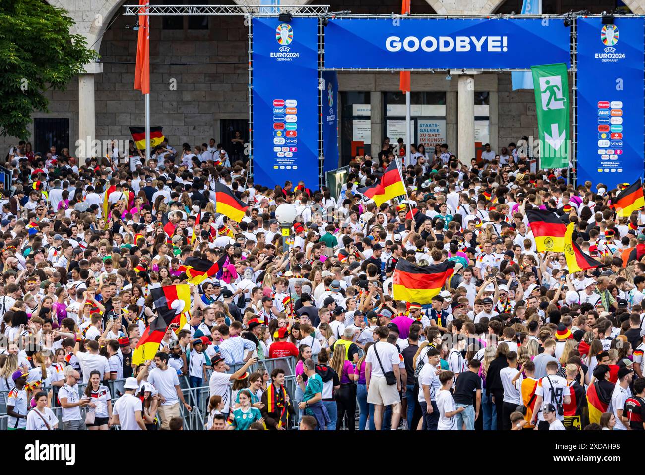 UEFA European Football Championship. Enthusiastic fans at the public ...