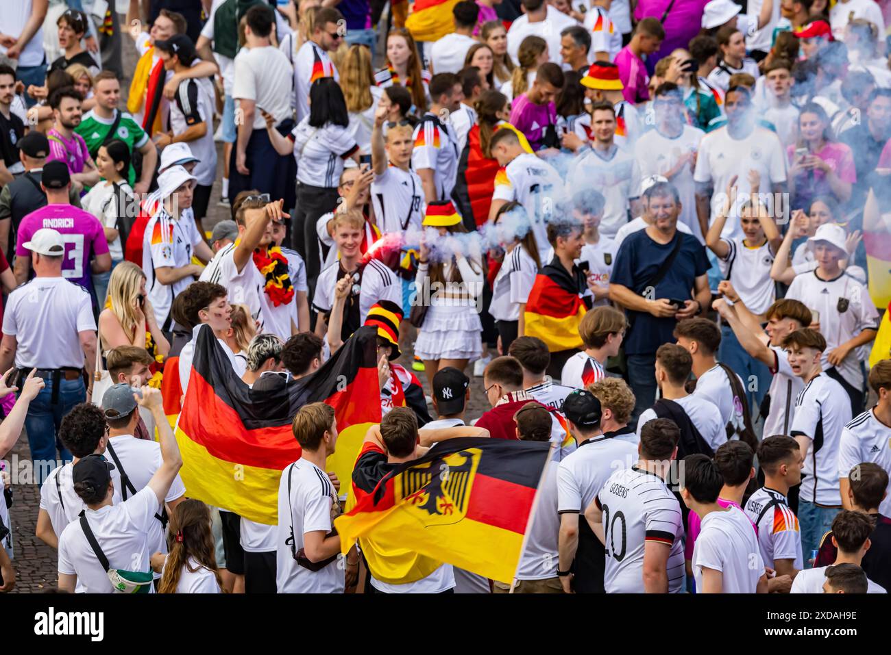 UEFA European Football Championship. Enthusiastic fans at the public ...