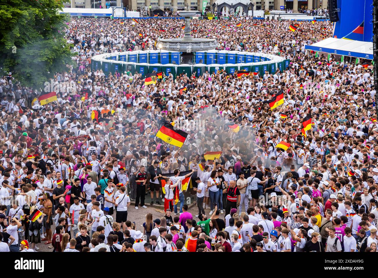 UEFA European Football Championship. Enthusiastic fans at the public ...