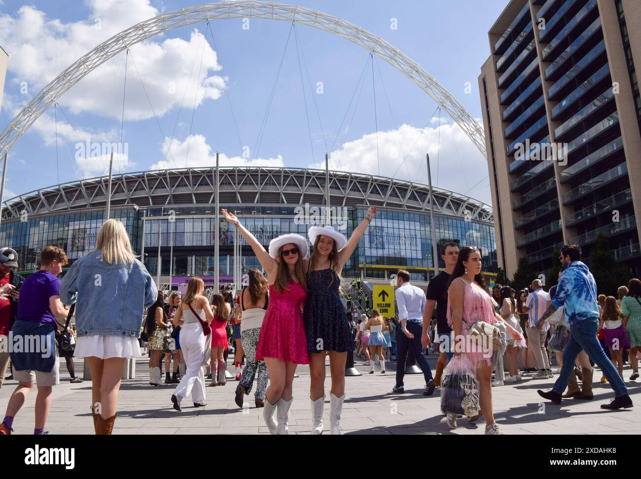 London, England, UK. 21st June, 2024. Swifties arrive at Wembley ...