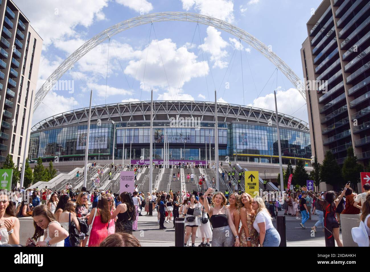 London, England, UK. 21st June, 2024. Swifties arrive at Wembley ...
