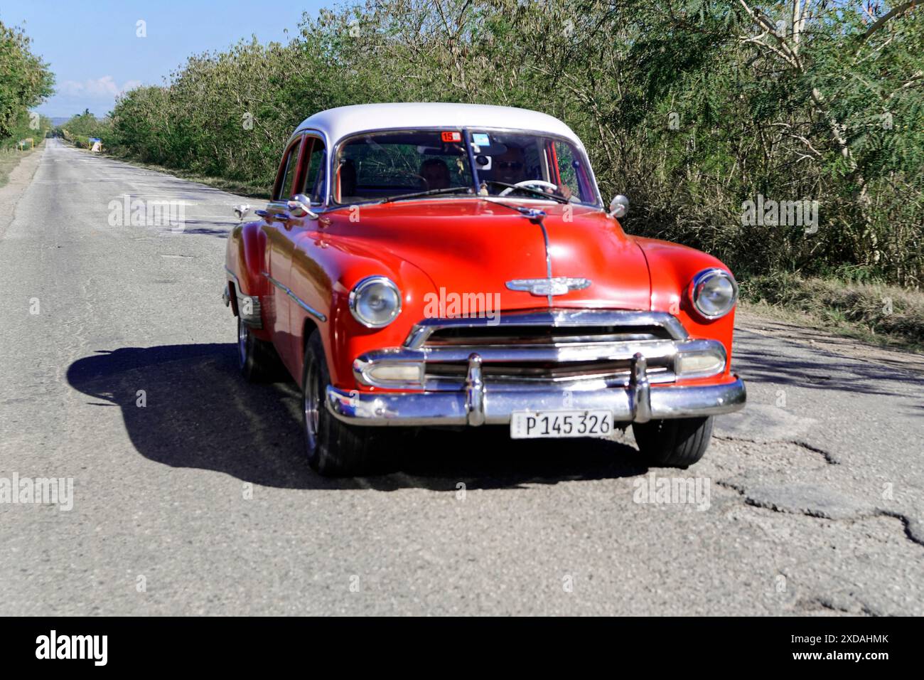 American vintage car of the 1950s, near Holguin, Cuba, Cuba, Central ...
