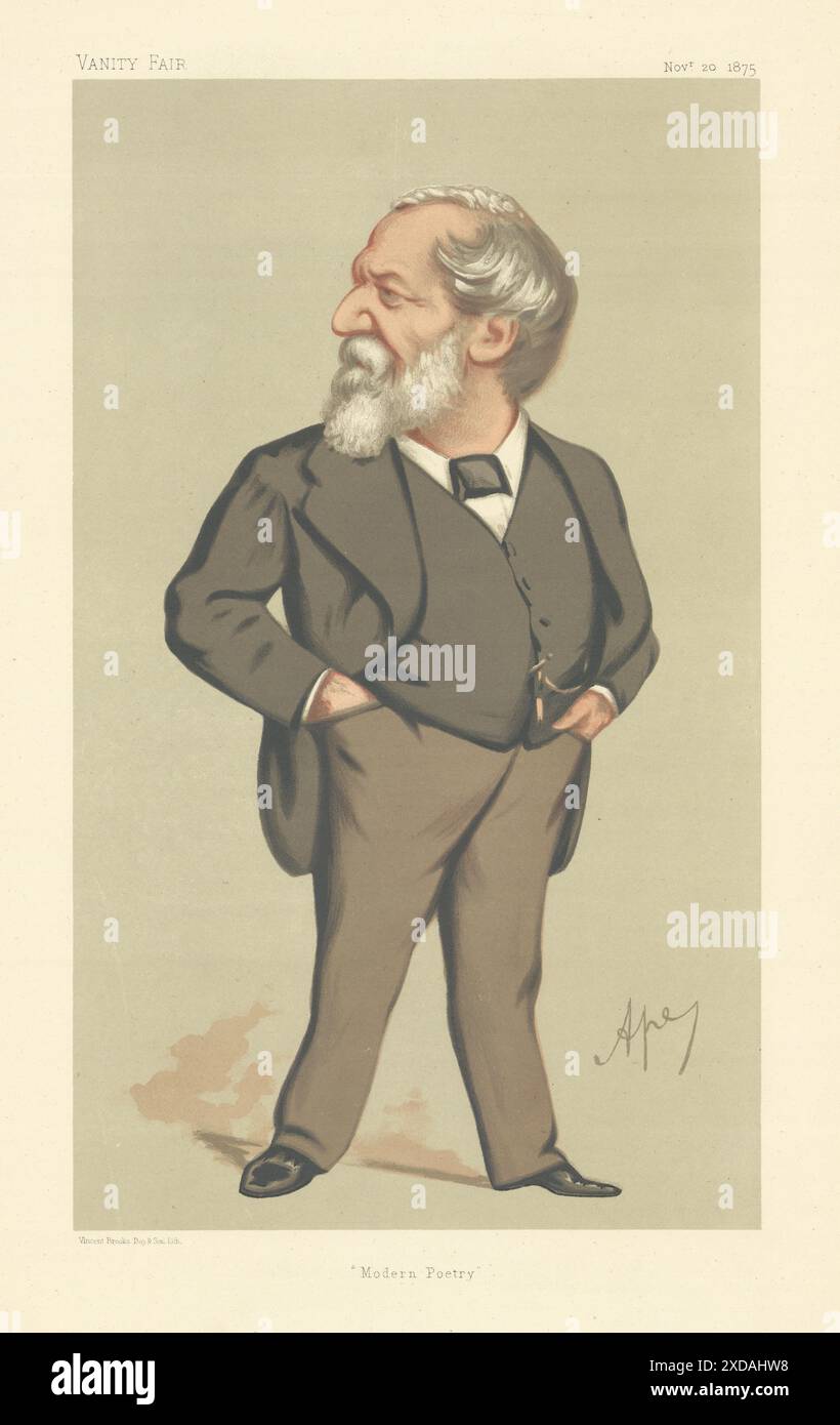 VANITY FAIR SPY CARTOON Robert Browning 'Modern Poetry' Playwright. Ape ...
