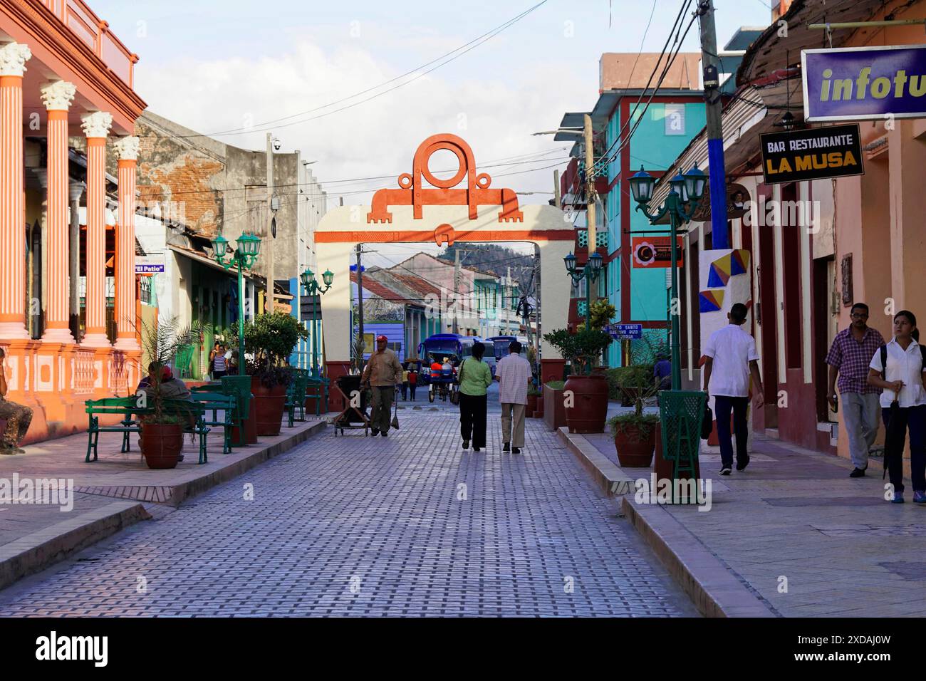Baracoa, Cuba, Central America, Colourful old town street with ...