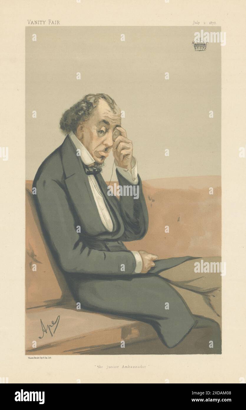 VANITY FAIR SPY CARTOON Benjamin Disraeli 'The junior Ambassador'. PM ...