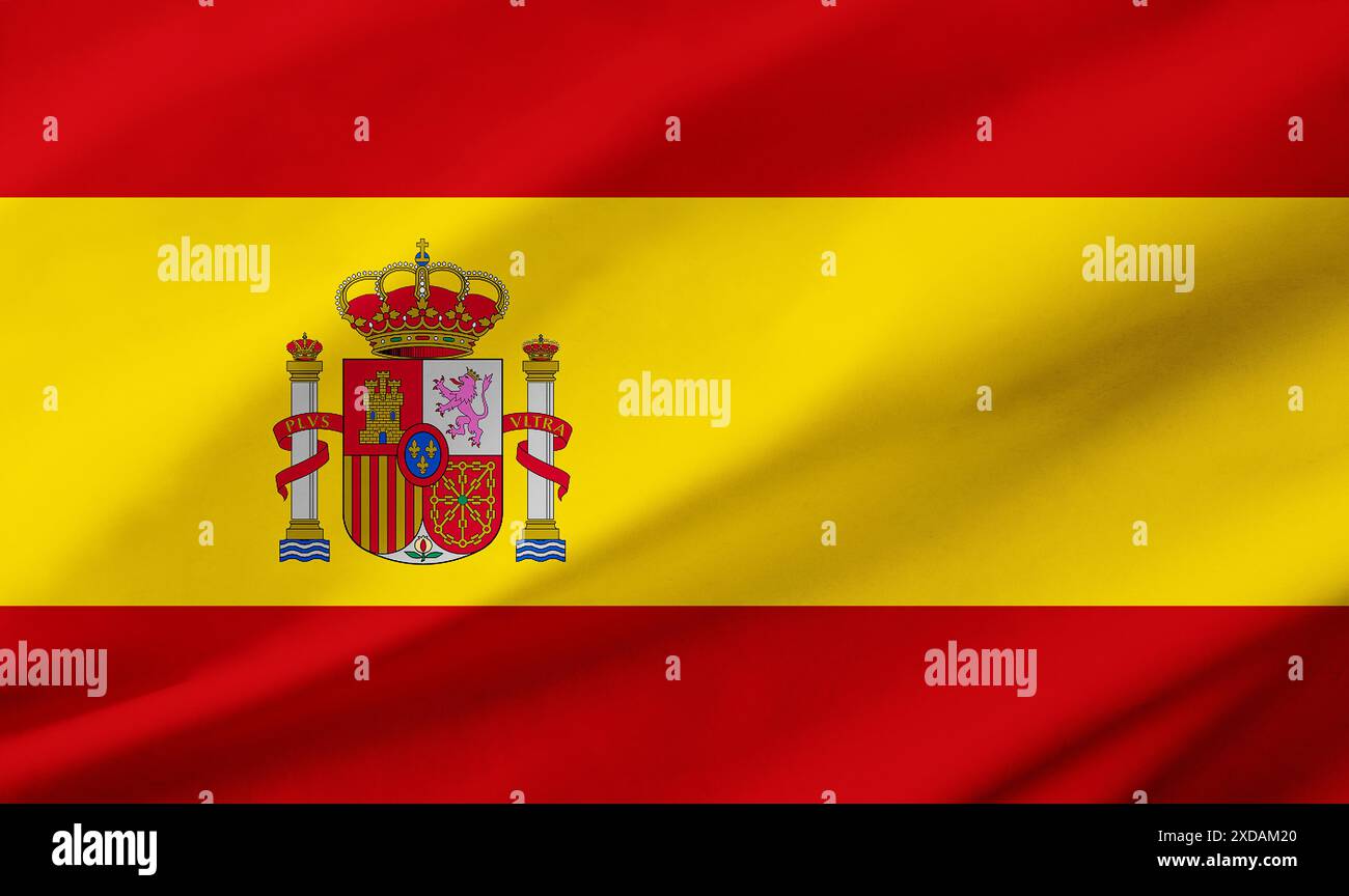 Background detail of Spain flag occupying the entire frame with waving ...