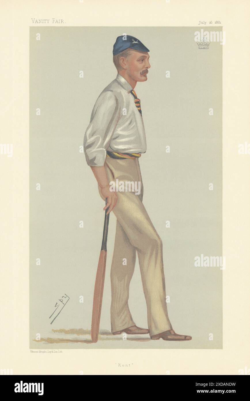 VANITY FAIR SPY CARTOON Lord Harris 'Kent' Cricket. Batsman 1881 old ...