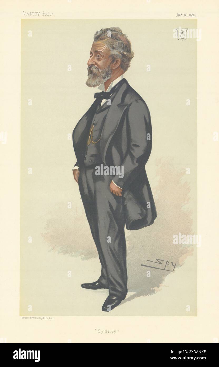 VANITY FAIR SPY CARTOON Daniel Cooper 'Sydney' Australia 1882 old print ...
