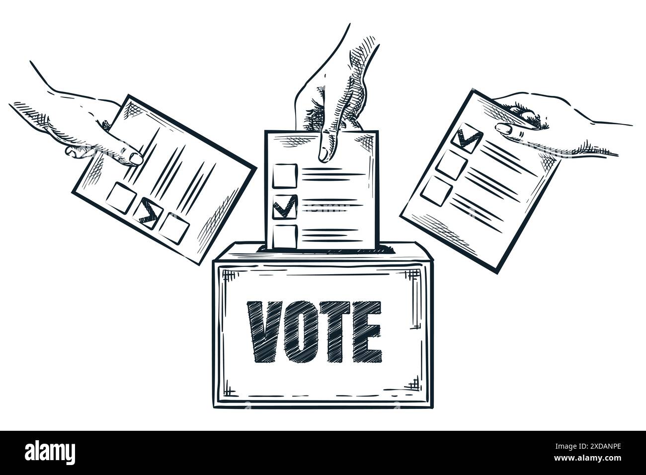 Hands holding ballot box Stock Vector Images - Alamy