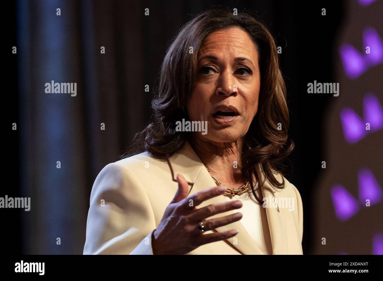 Vice President Kamala Harris speaks during the Unite Here Convention on ...