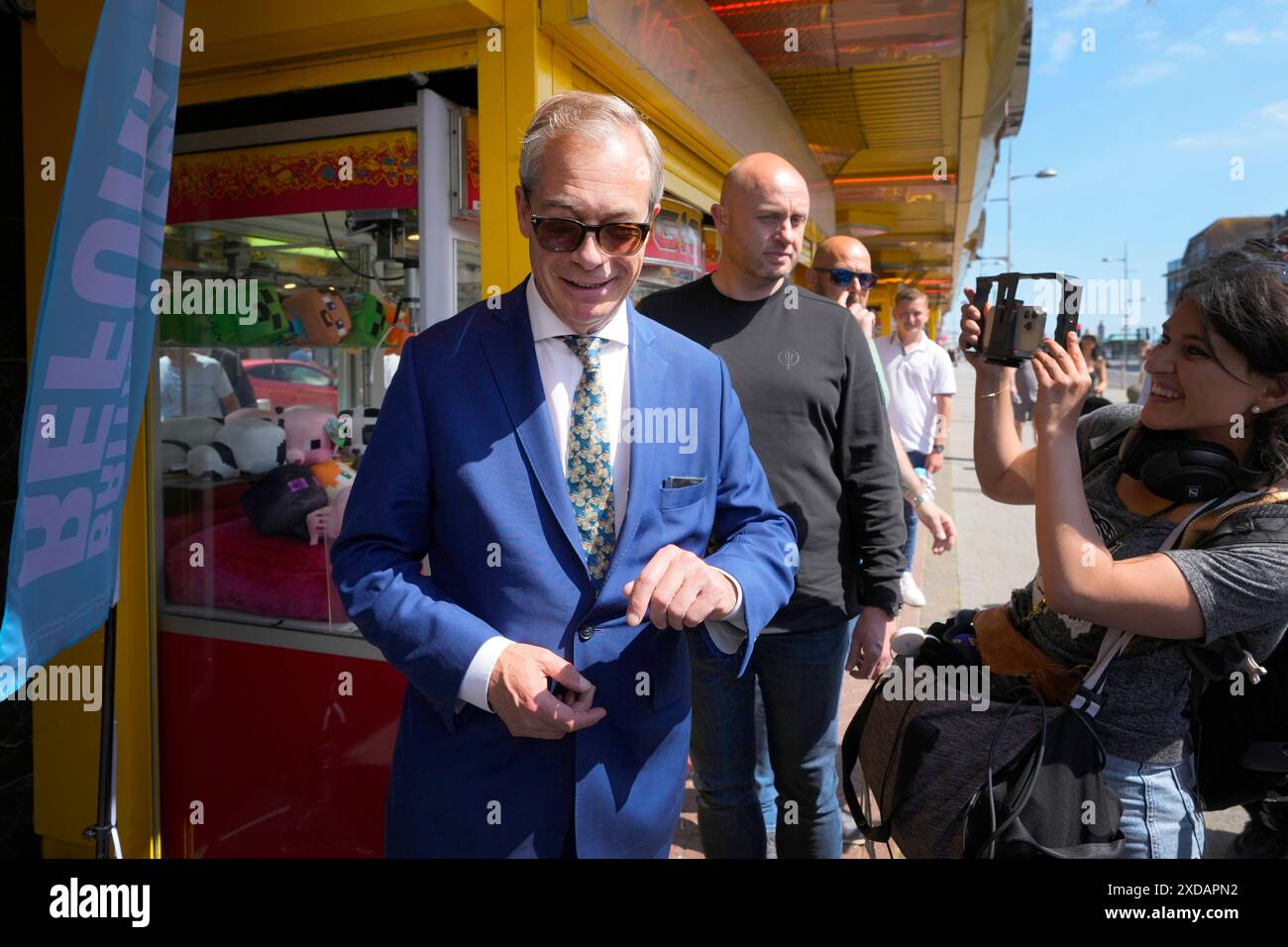 Britain's Nigel Farage, Reform UK party leader is filmed as he arrives ...