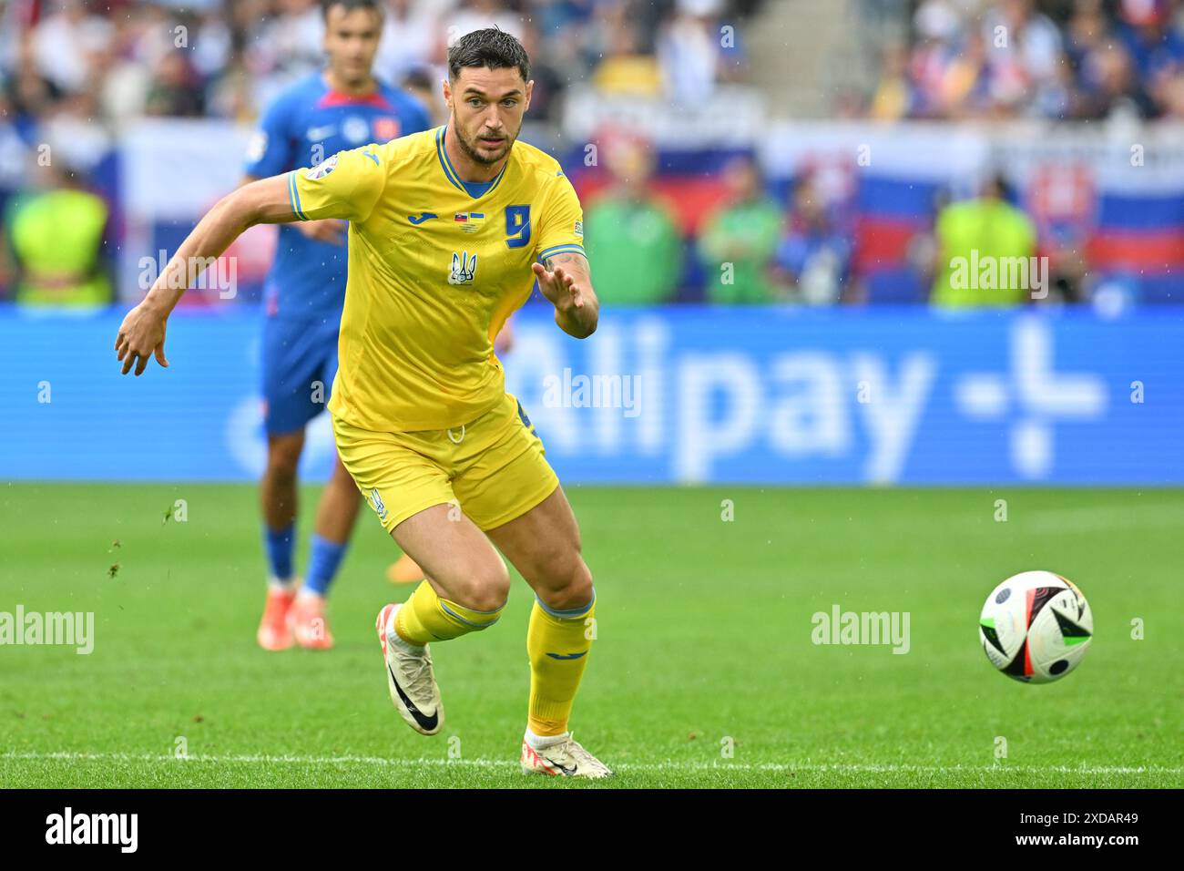 Roman Yaremchuk (9) of Ukraine pictured in action during a soccer game ...