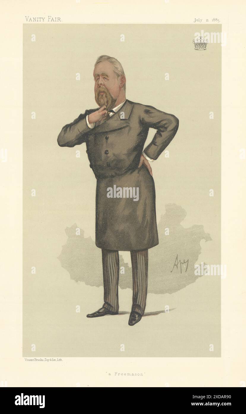VANITY FAIR SPY CARTOON The Earl of Limerick 'a Freemason' by Ape 1885 ...