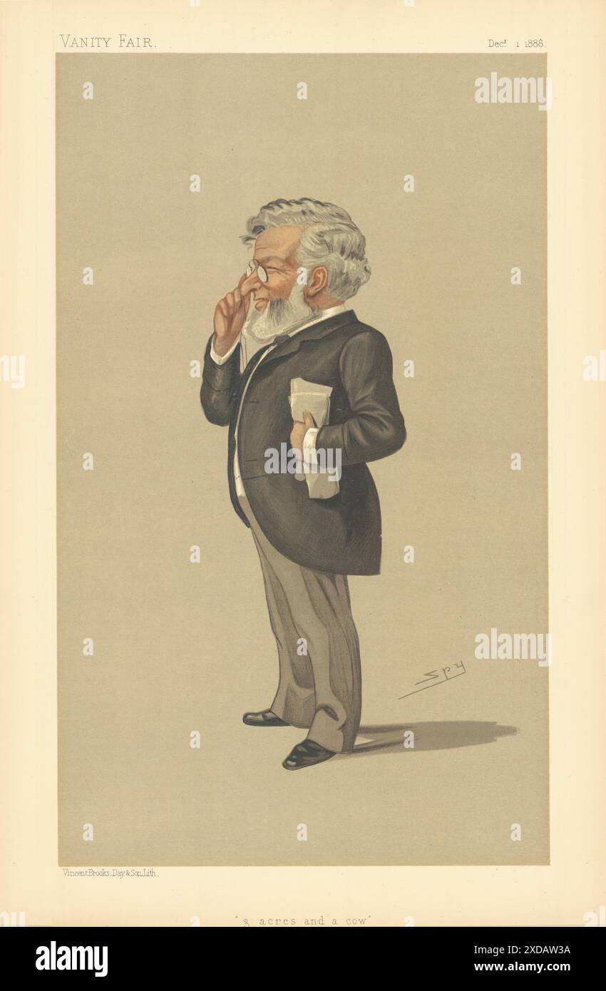 VANITY FAIR SPY CARTOON Jesse Collings '3 acres & a cow' Devon 1888 old ...