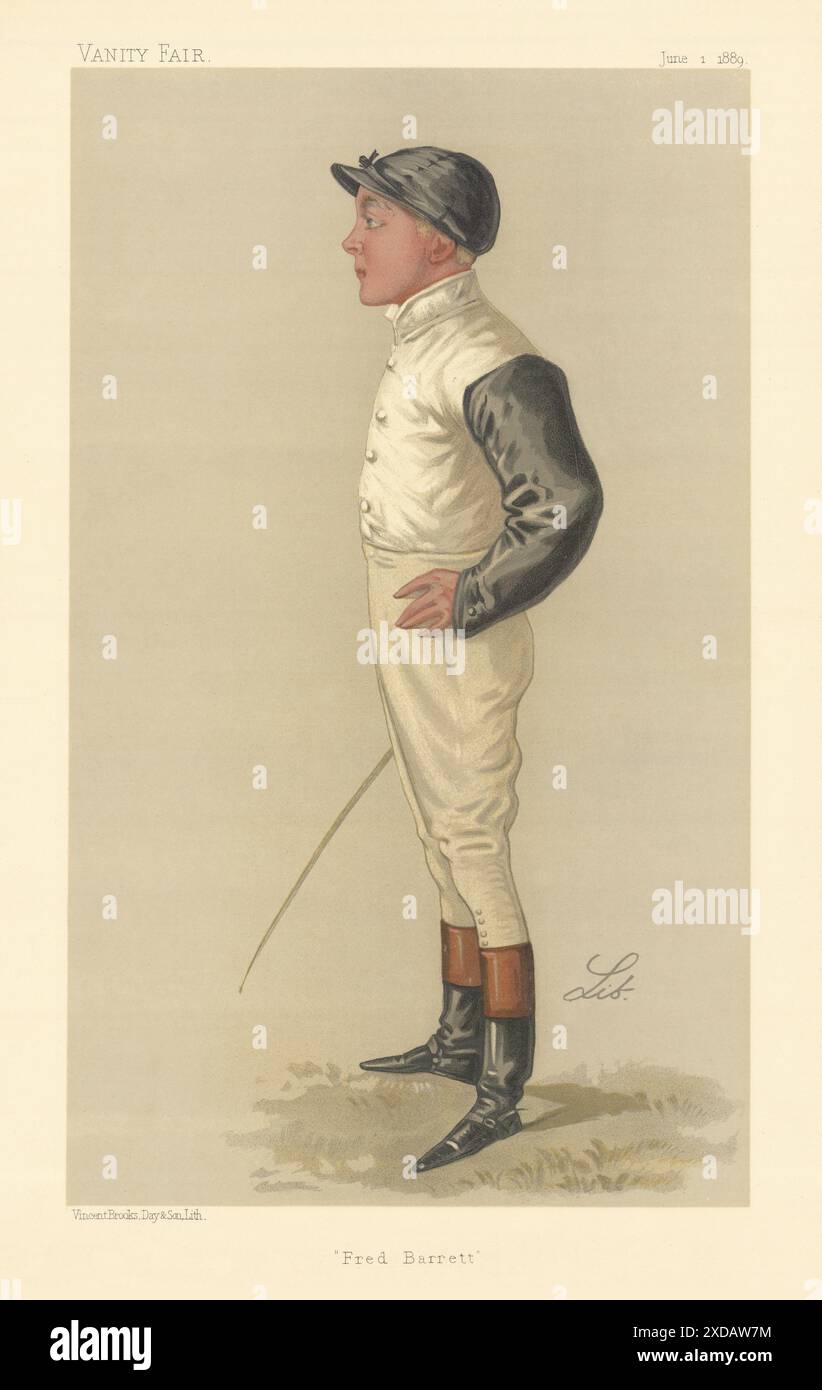 VANITY FAIR SPY CARTOON Fred Barrett. Jockeys. By Lib 1889 old antique ...