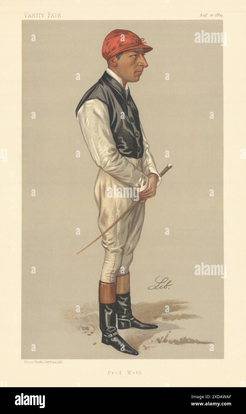 VANITY FAIR SPY CARTOON Fred Webb. Jockeys. By Lib 1889 old antique ...