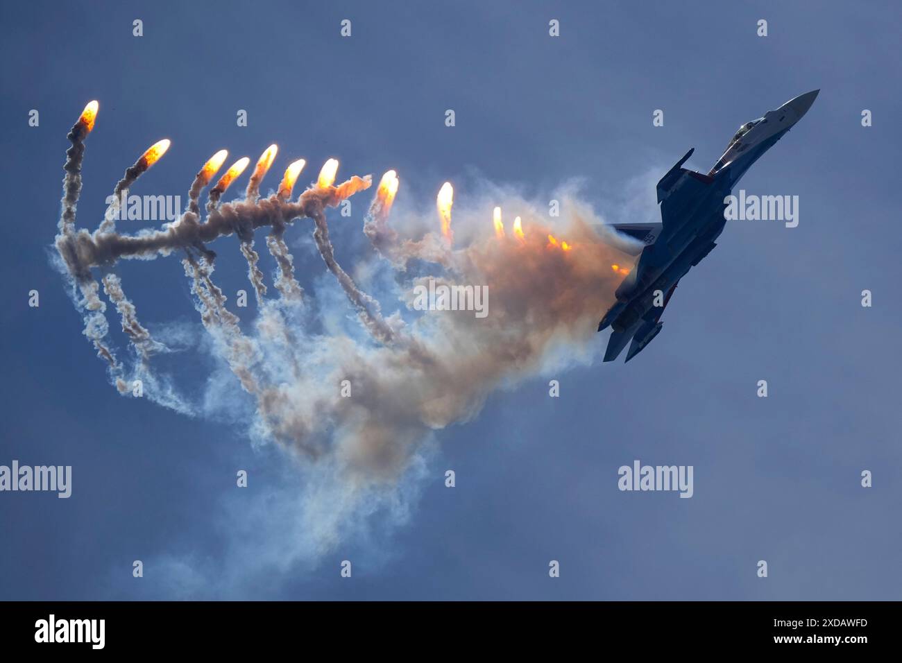 A Sukhoi Su-35S jet fighter of the Russian Knights aerobatic team ...